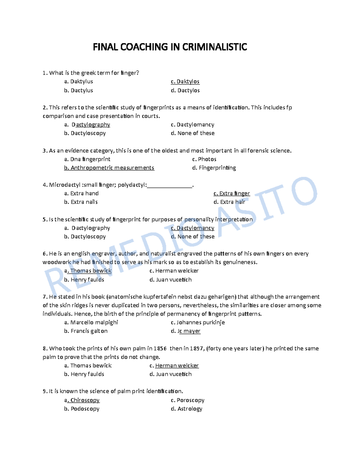 FC- Final Exam Study Notes on Forensic Science and Fingerprints - Studocu