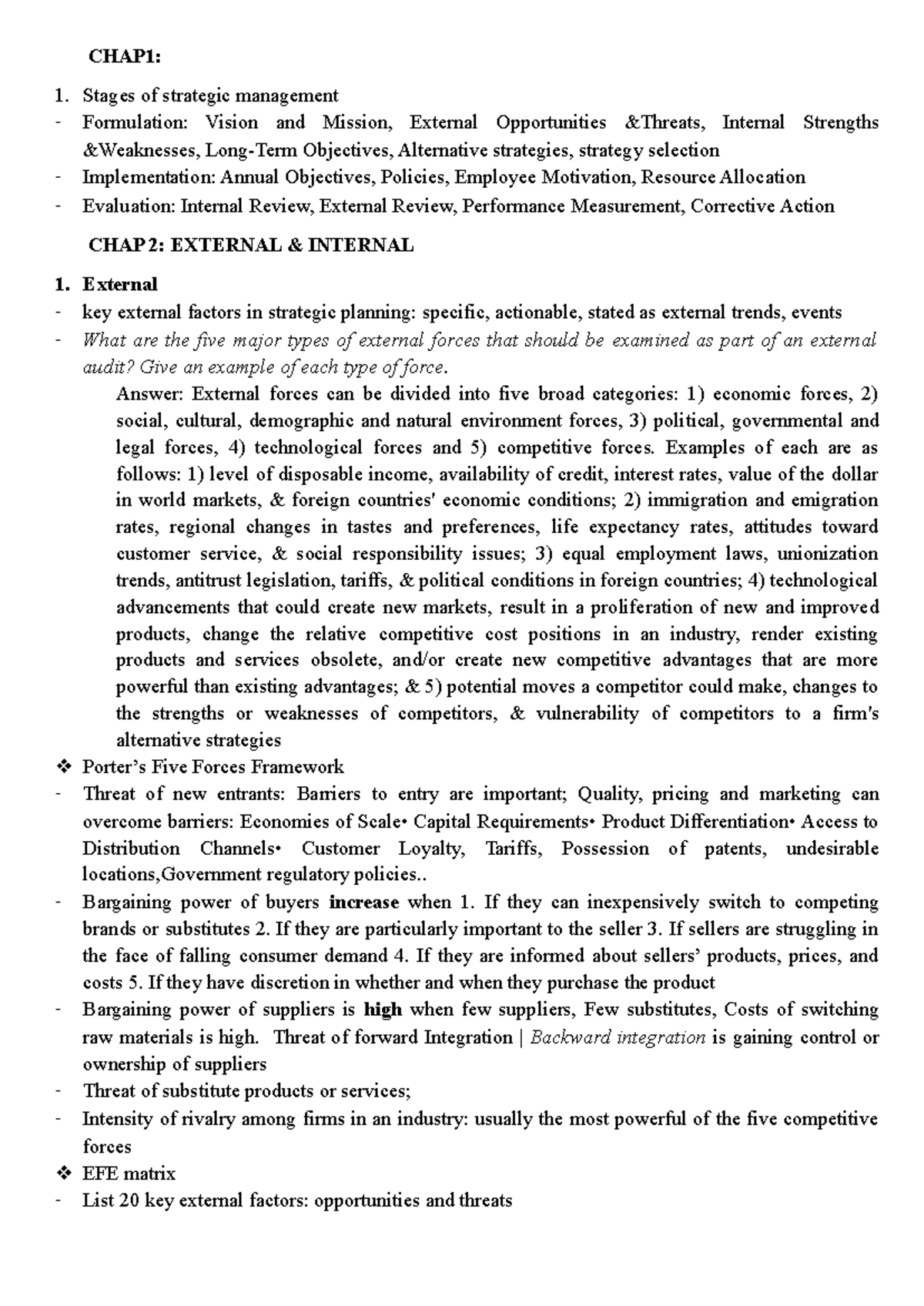 QTCL: Strategic Management Stages & External Forces Analysis - Studocu