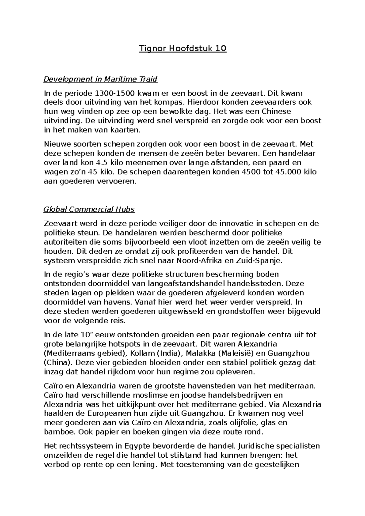 Samenvatting Tignor H10 - Tignor Hoofdstuk 10 Development in Maritime ...