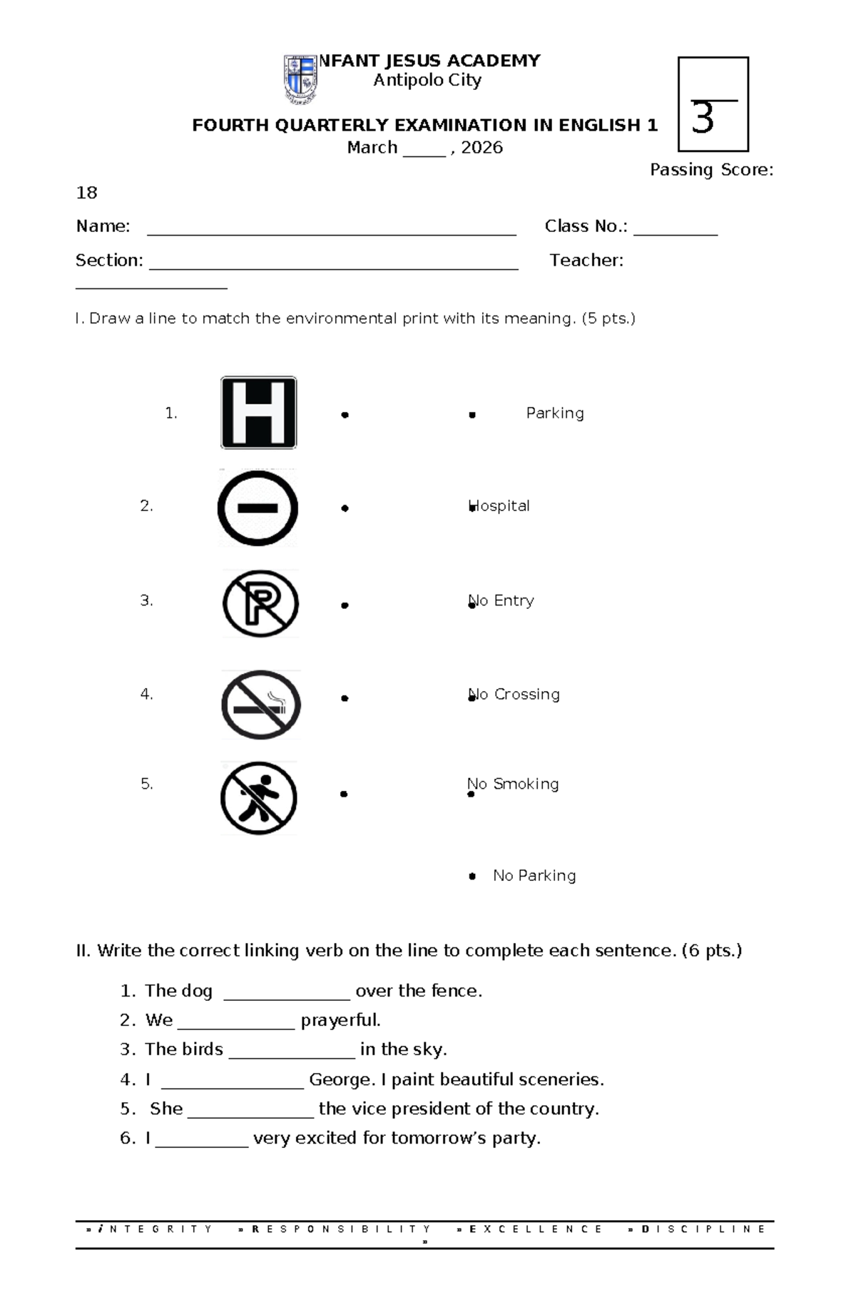 ENGLISH 1 FOURTH QUARTERLY EXAMINATION SAMPLE 2024-2025 - Studocu