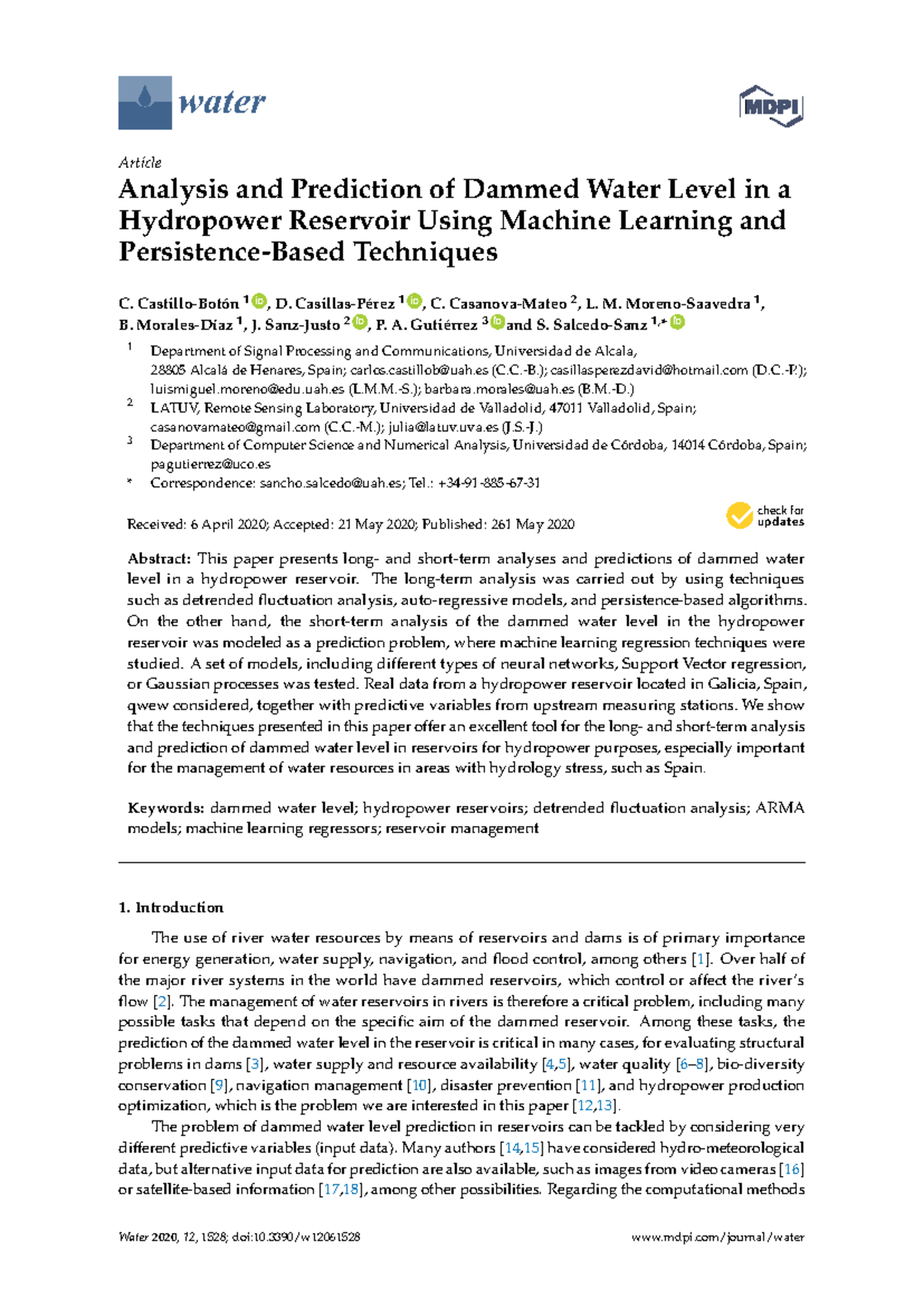 Analysis and Prediction of Dammed Water Levels in Hydropower Reservoirs ...
