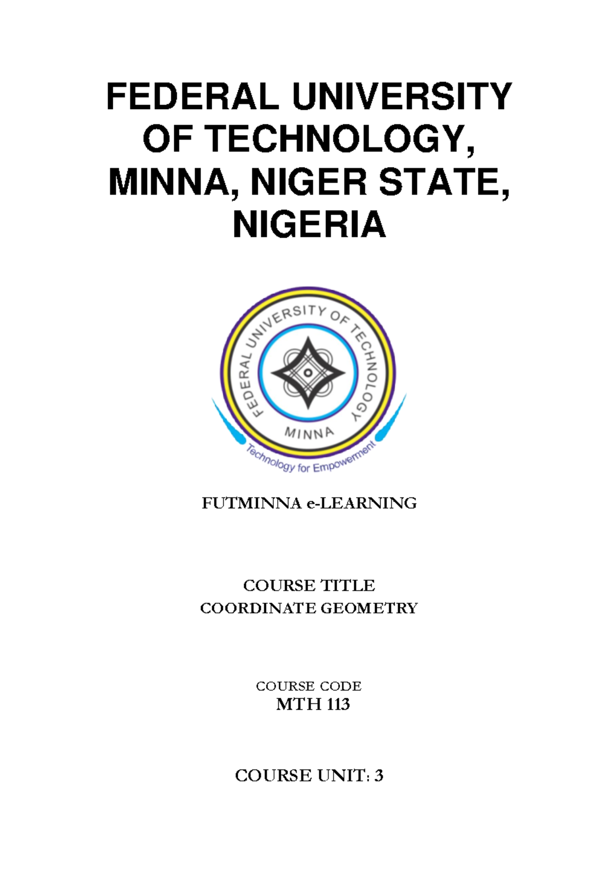 MTH 113 Coordinate Geometry Lecture Notes and Study Guide - Studocu