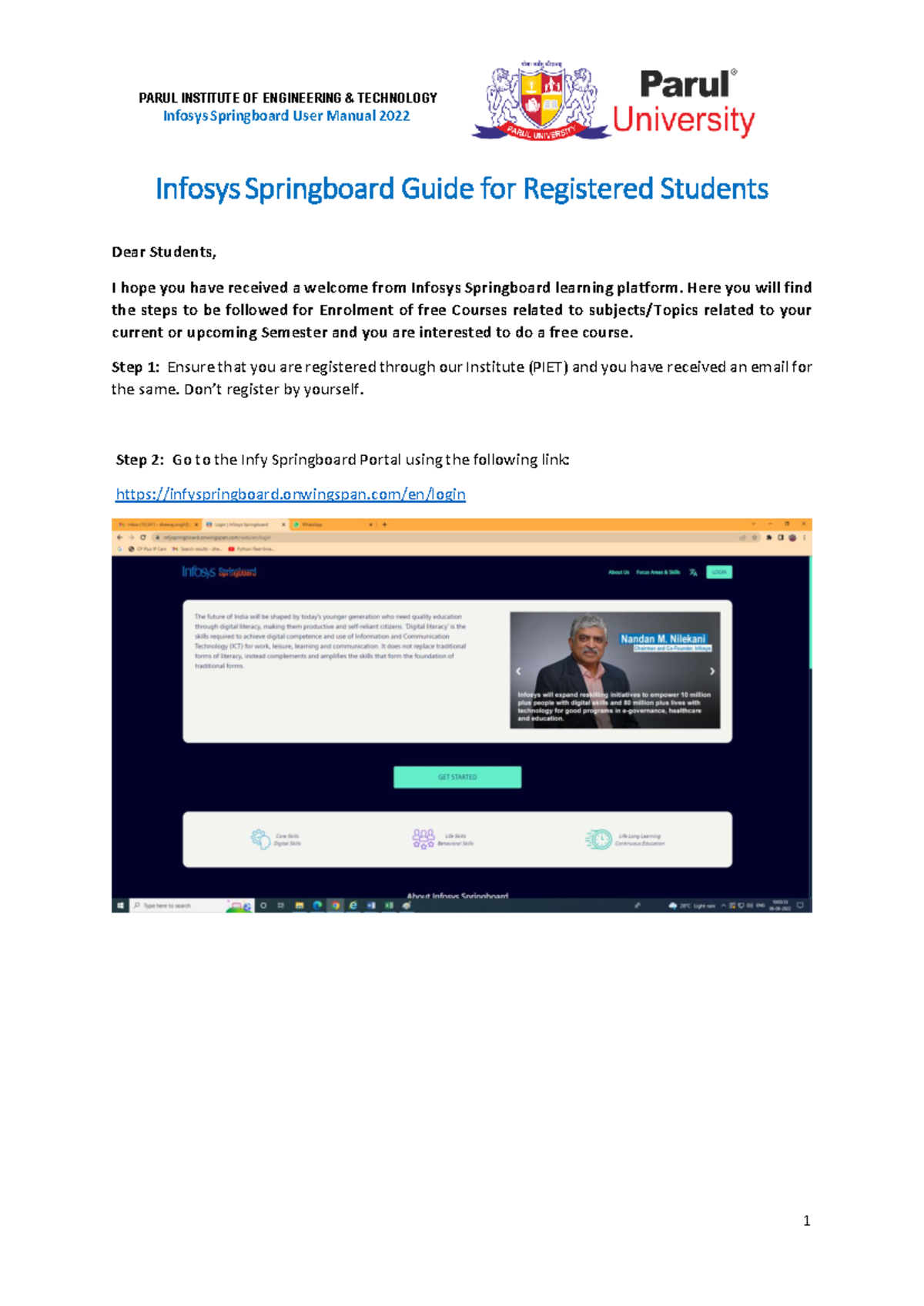 Step2 - Infosys Springboard User Manual 2022 for Registered Students ...