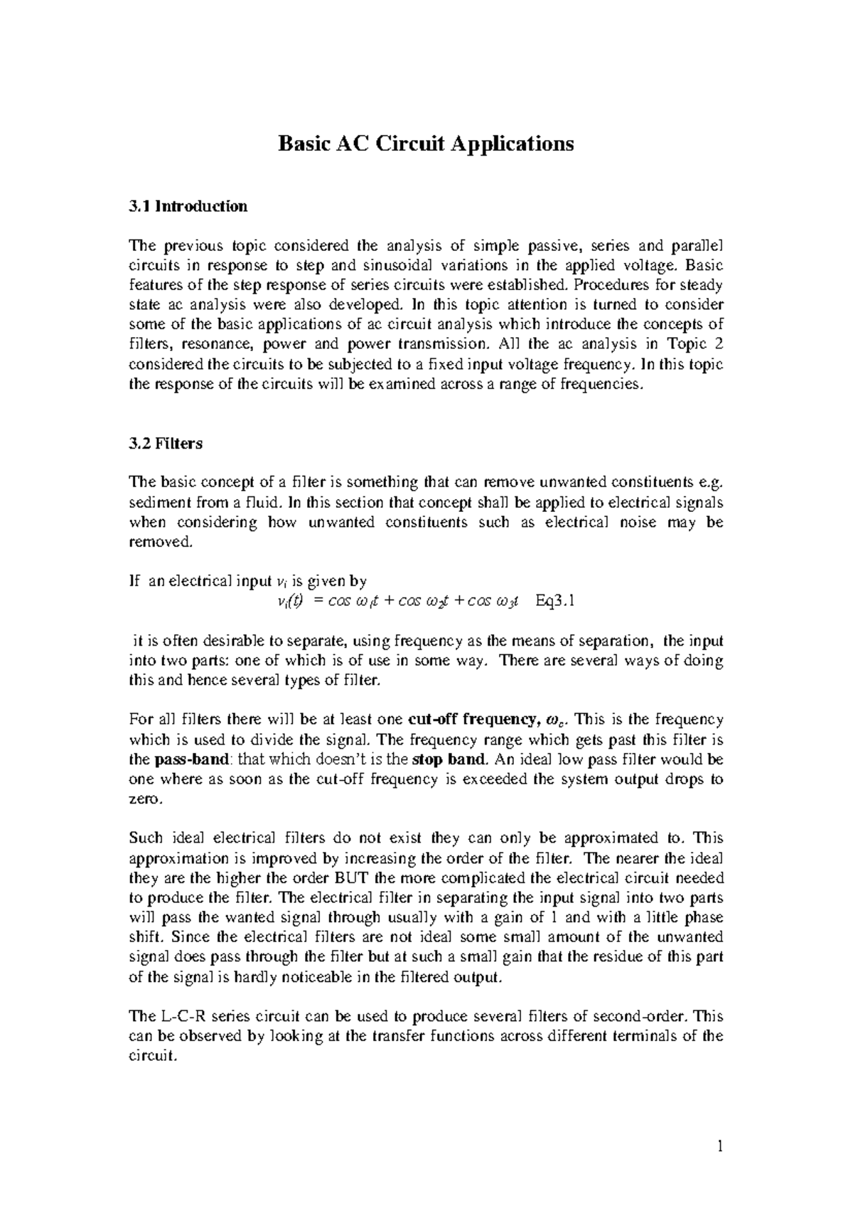 3. Basic AC Circuit Applications - Basic features of the step response ...