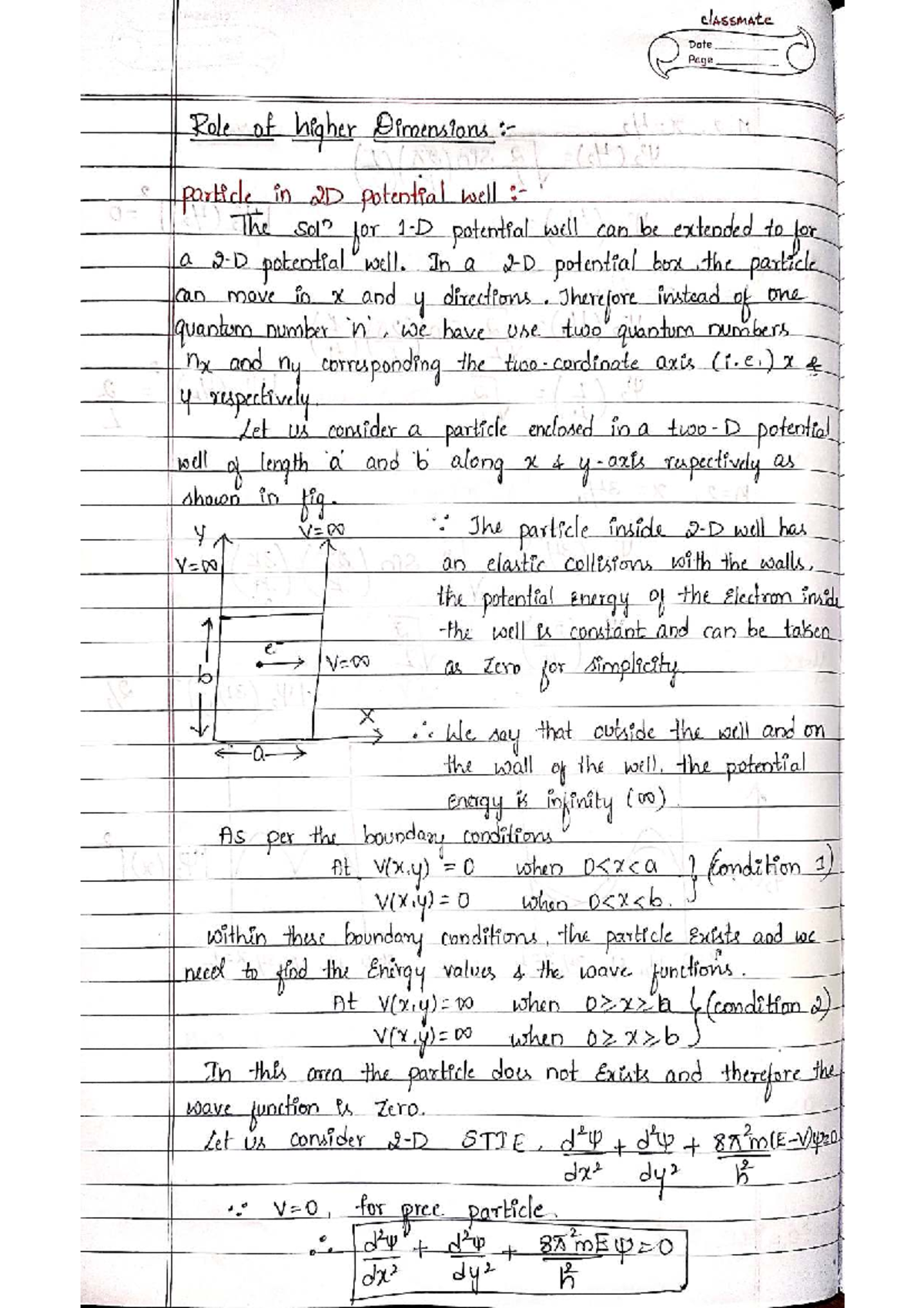 Role of Higher Dimensions in 2D Potential Well - PHYS 101 Lecture Notes ...