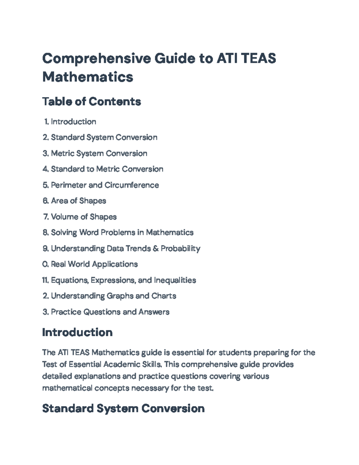 ATI TEAS Mathematics Study Guide: Essential Concepts and Practice ...