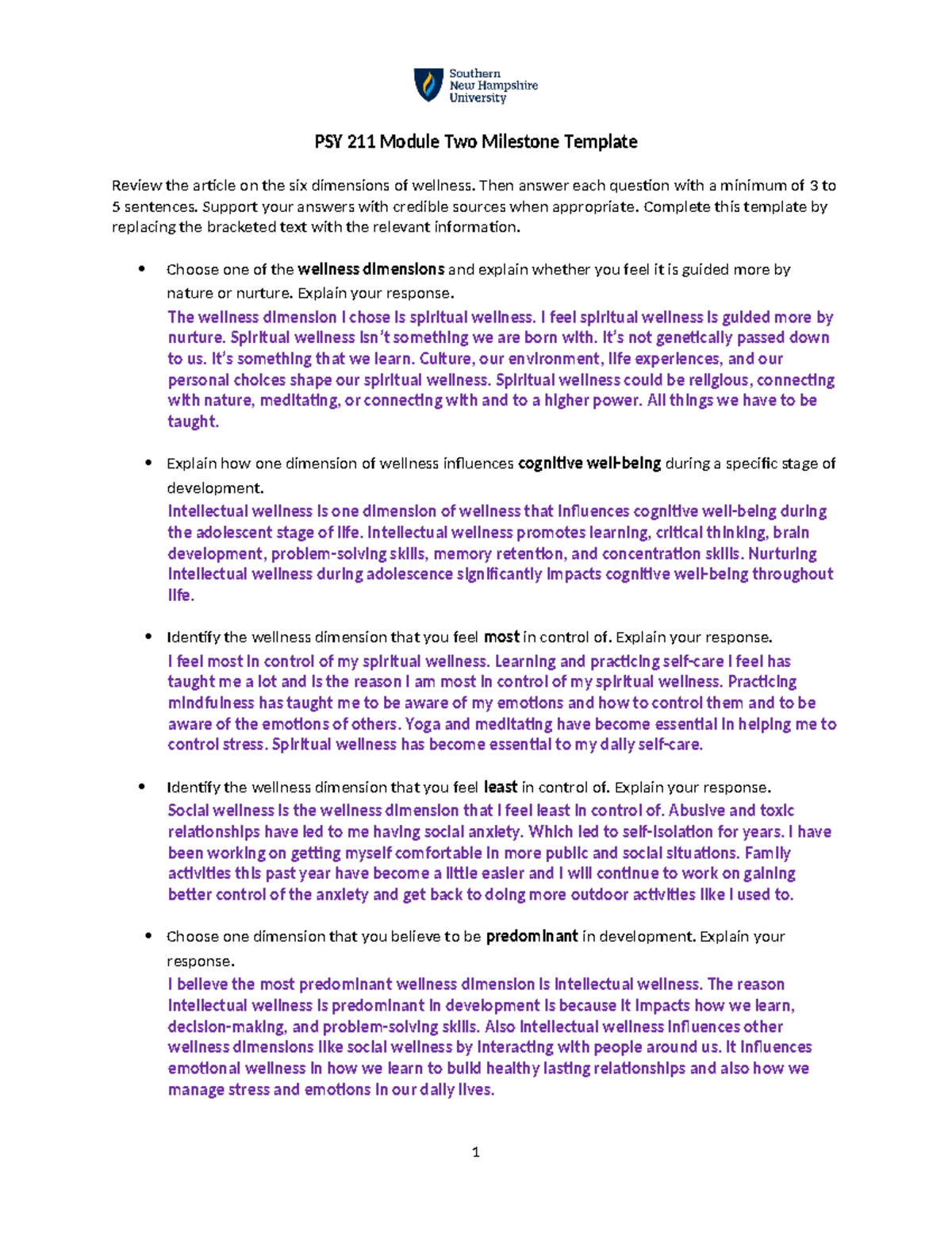 Psy211 module 2 milestone 2 - PSY 211 Module Two Milestone Template ...