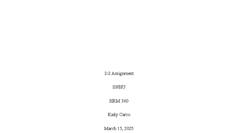 HRM 360 - 2-2 Coursework on Employee Selection & Data Analysis - Studocu