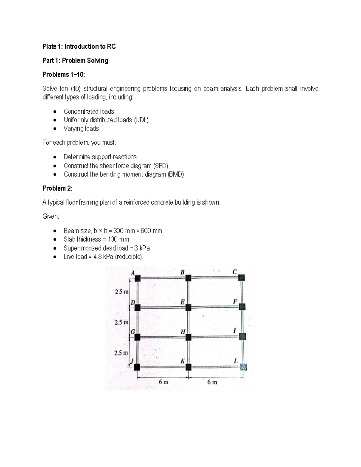 Plate 1: RC Part 1 - Beam Analysis Problem Solving - Studocu