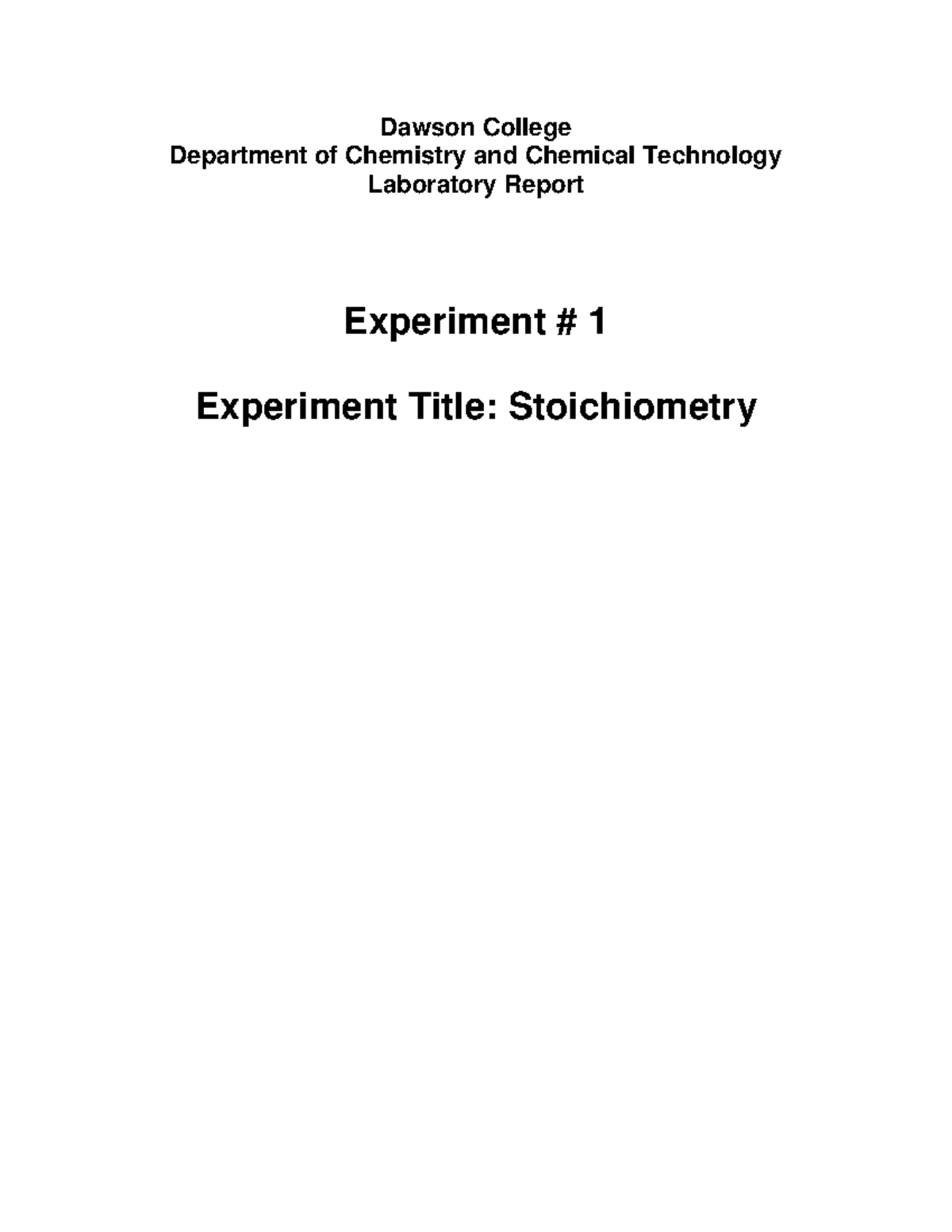 Stoichiometry - Dawson College Department of Chemistry and Chemical ...