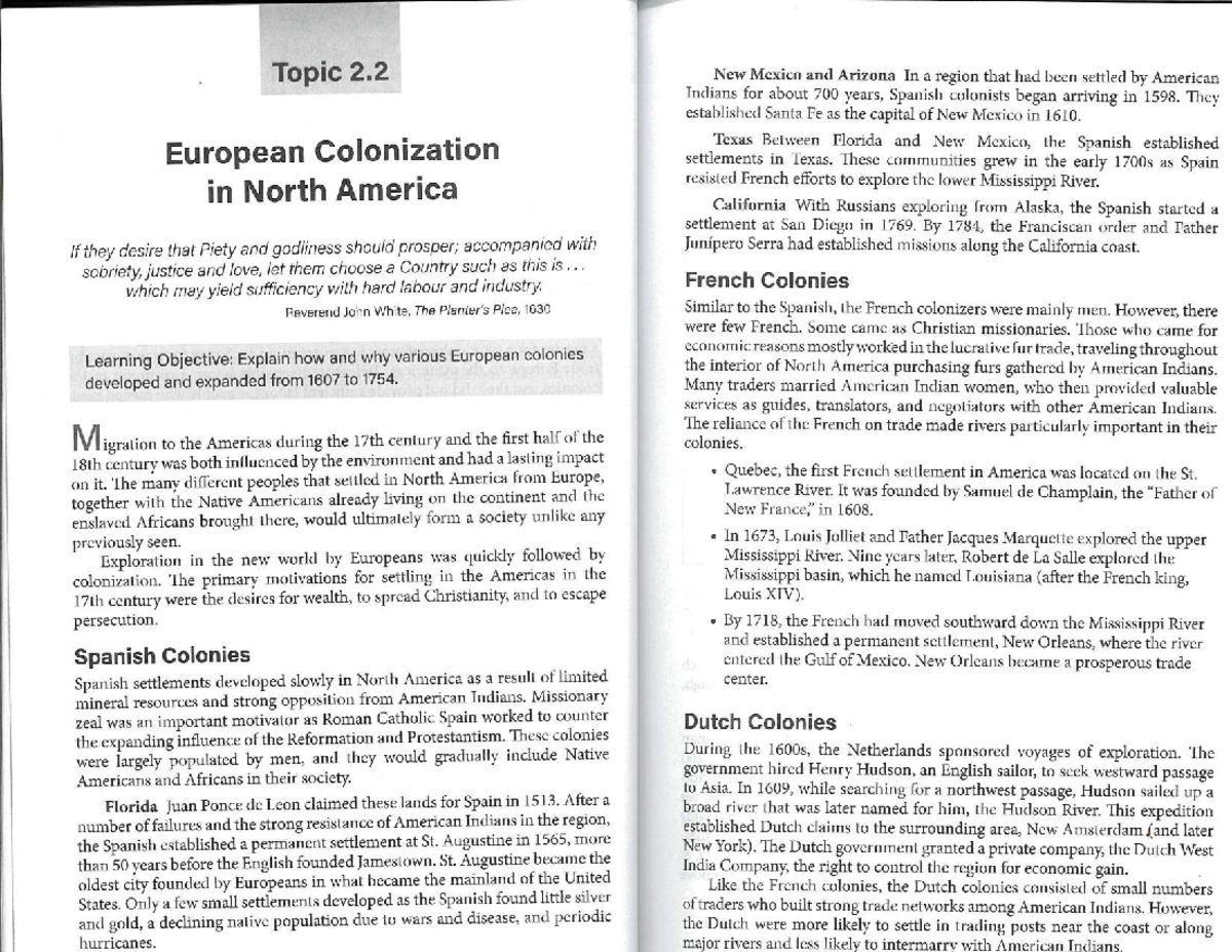 Colonial Development in North America: Amsco 2 Overview (1607-1754 ...
