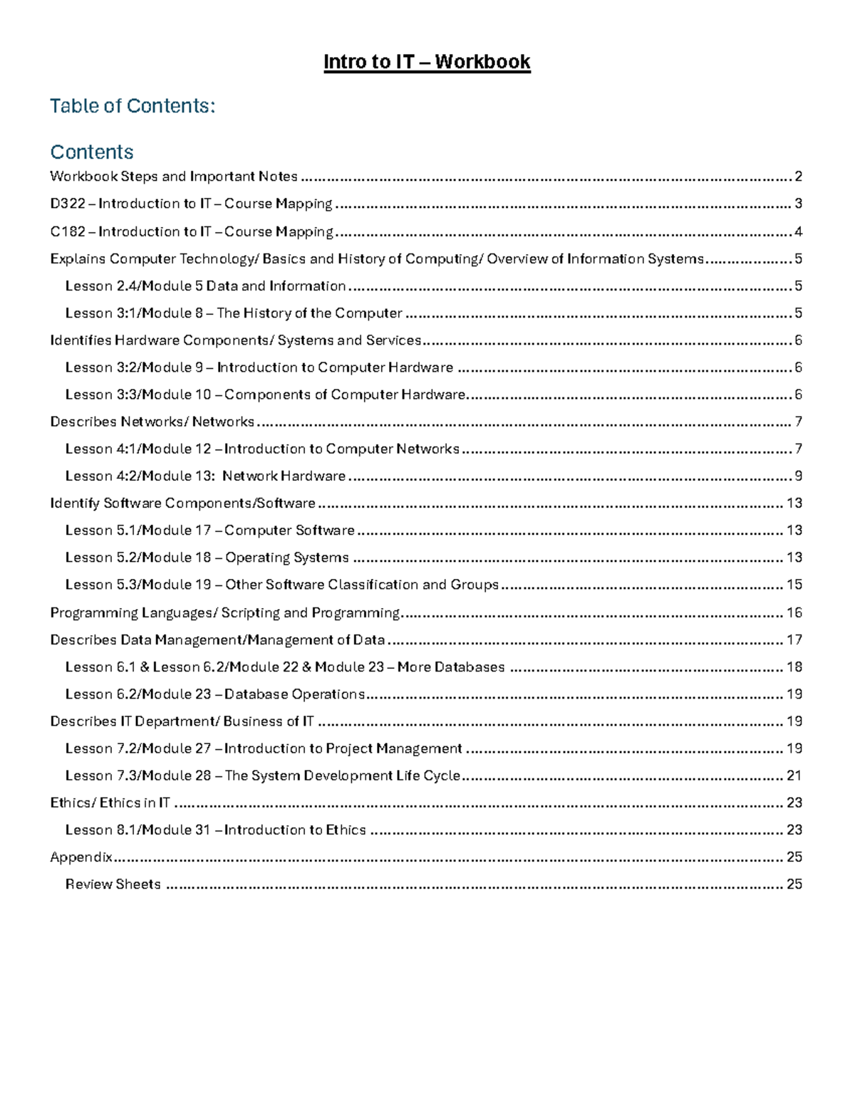 C182 Completed Workbook for Intro to IT Course - Studocu