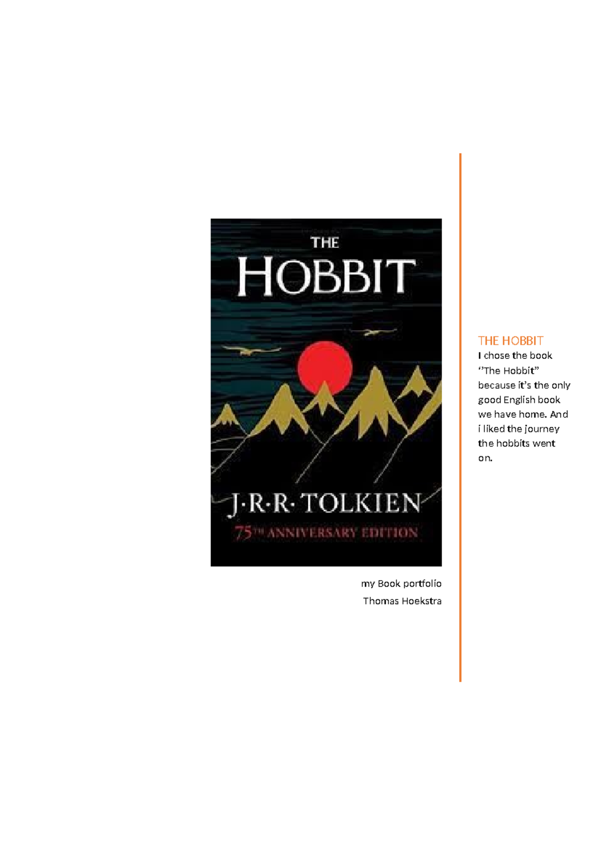Book Portfolio Assignment: The Hobbit by Thomas Hoekstra - Studeersnel