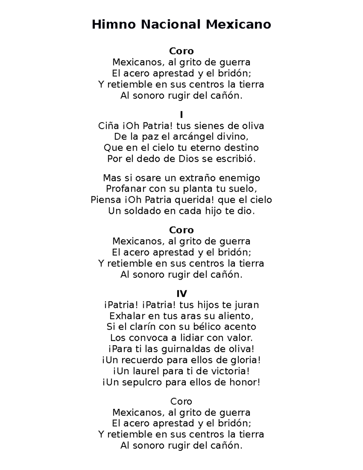 Himno Nacional Mexicano - Himno Nacional Mexicano Coro Mexicanos, al ...