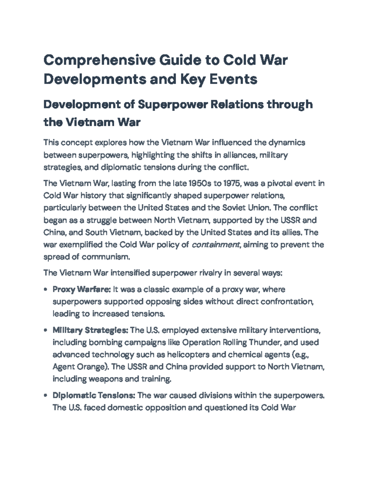 Comprehensive Guide to Cold War Events: Superpower Relations & Tensions ...
