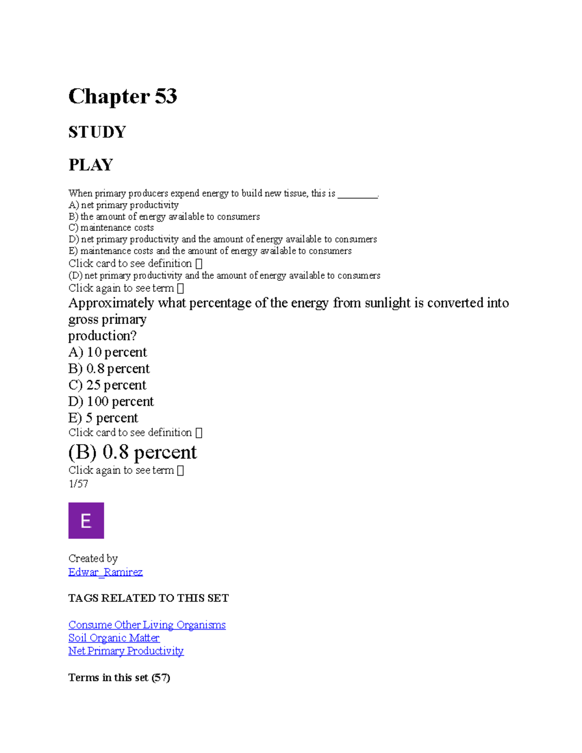 Bio Quiz 1 - Study Guide on Energy and Ecosystems - Studocu