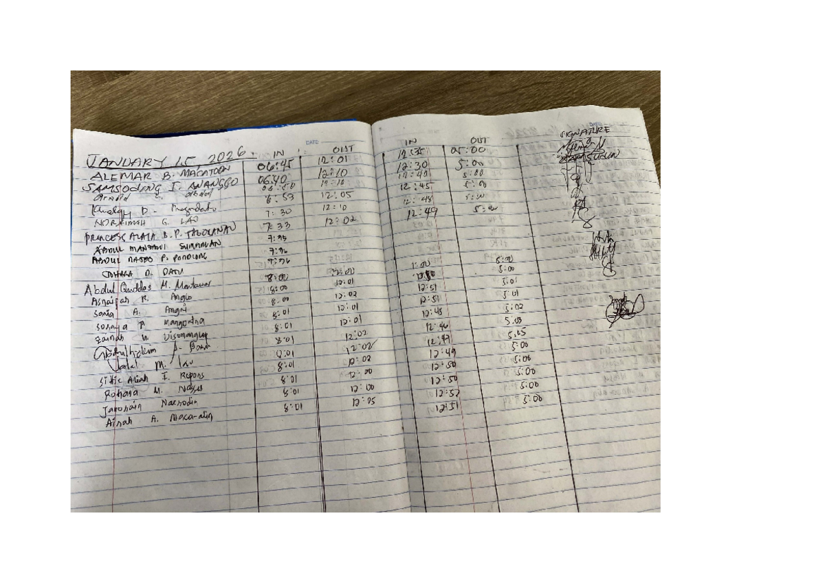 Logbook Attendance Records - January 2026 - Studocu