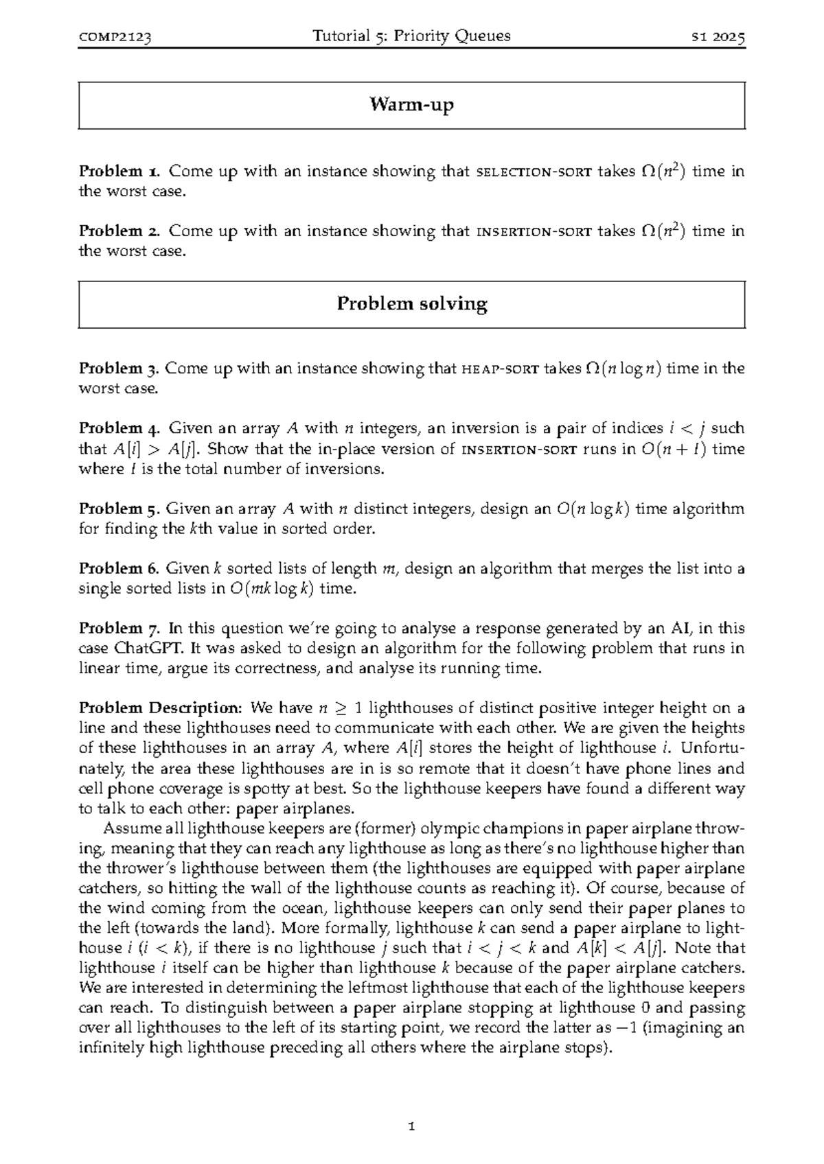 Week 5 - Priority Queues - comp2123 Tutorial 5 : Priority Queues s1 ...