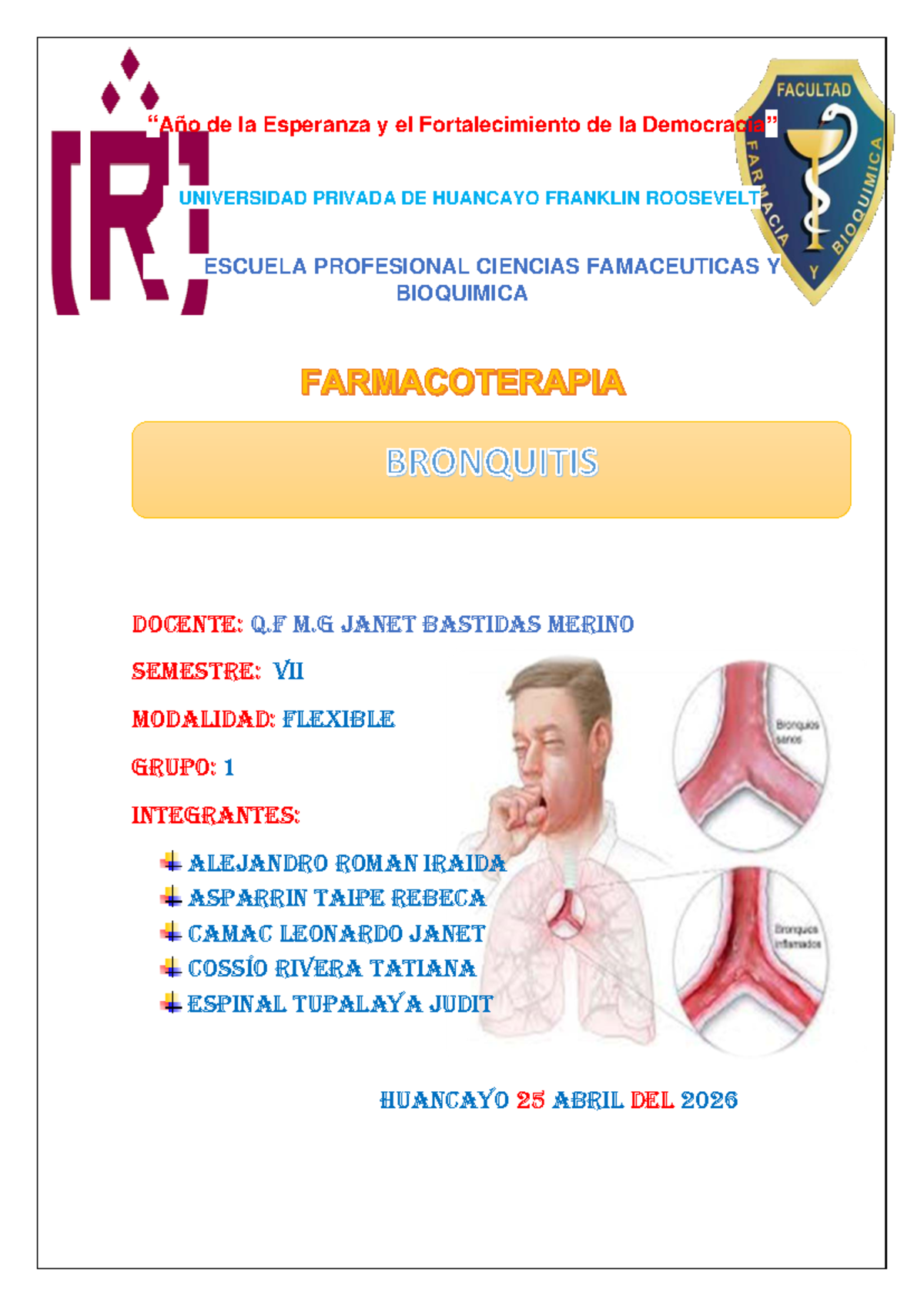 Monografía sobre Bronquitis Aguda y Crónica - Farmacoterapia VII ...