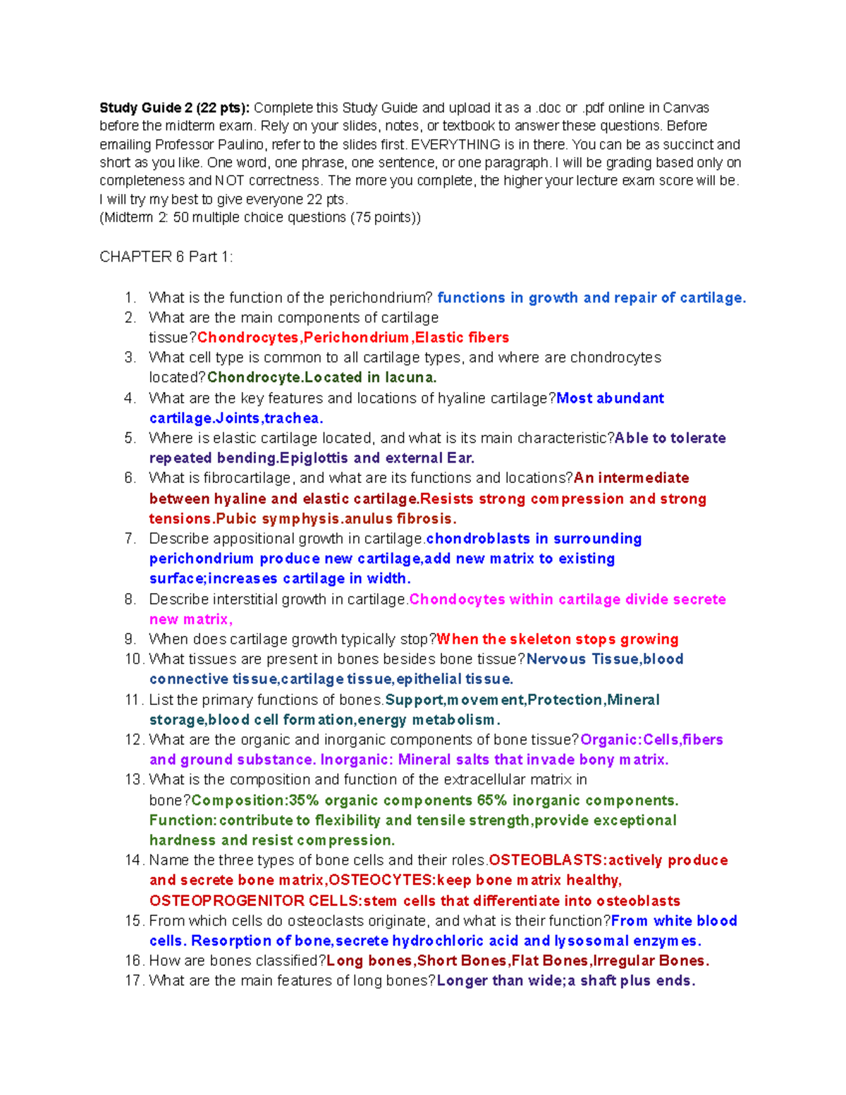 Exam Study Guide: Chapter 6 on Bone & Muscle Function (Midterm 2) - Studocu