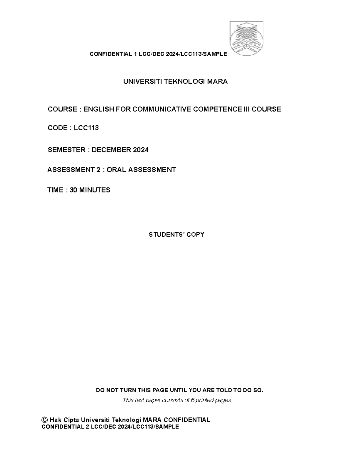 LCC113 Oral Assessment Sample: Tourism Discussion Strategies - Studocu