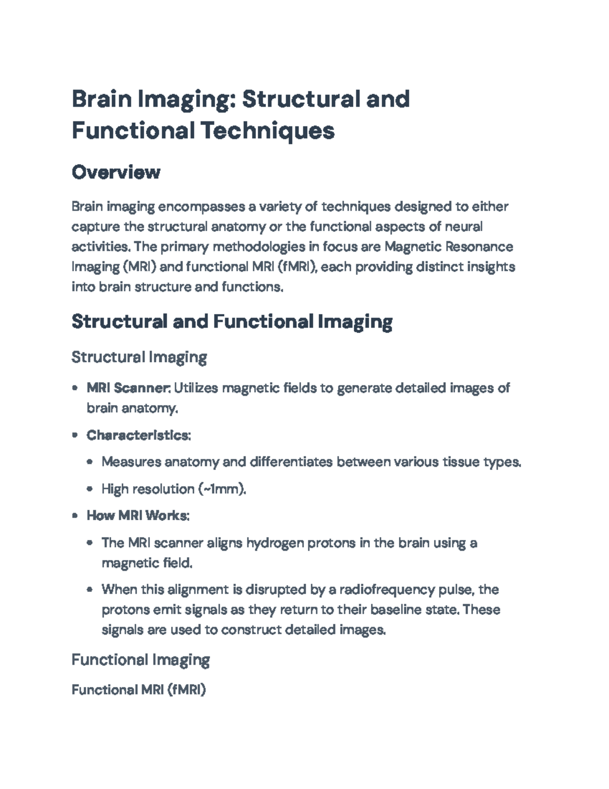 Brain Imaging Techniques: Structural vs Functional Insights in MRI ...
