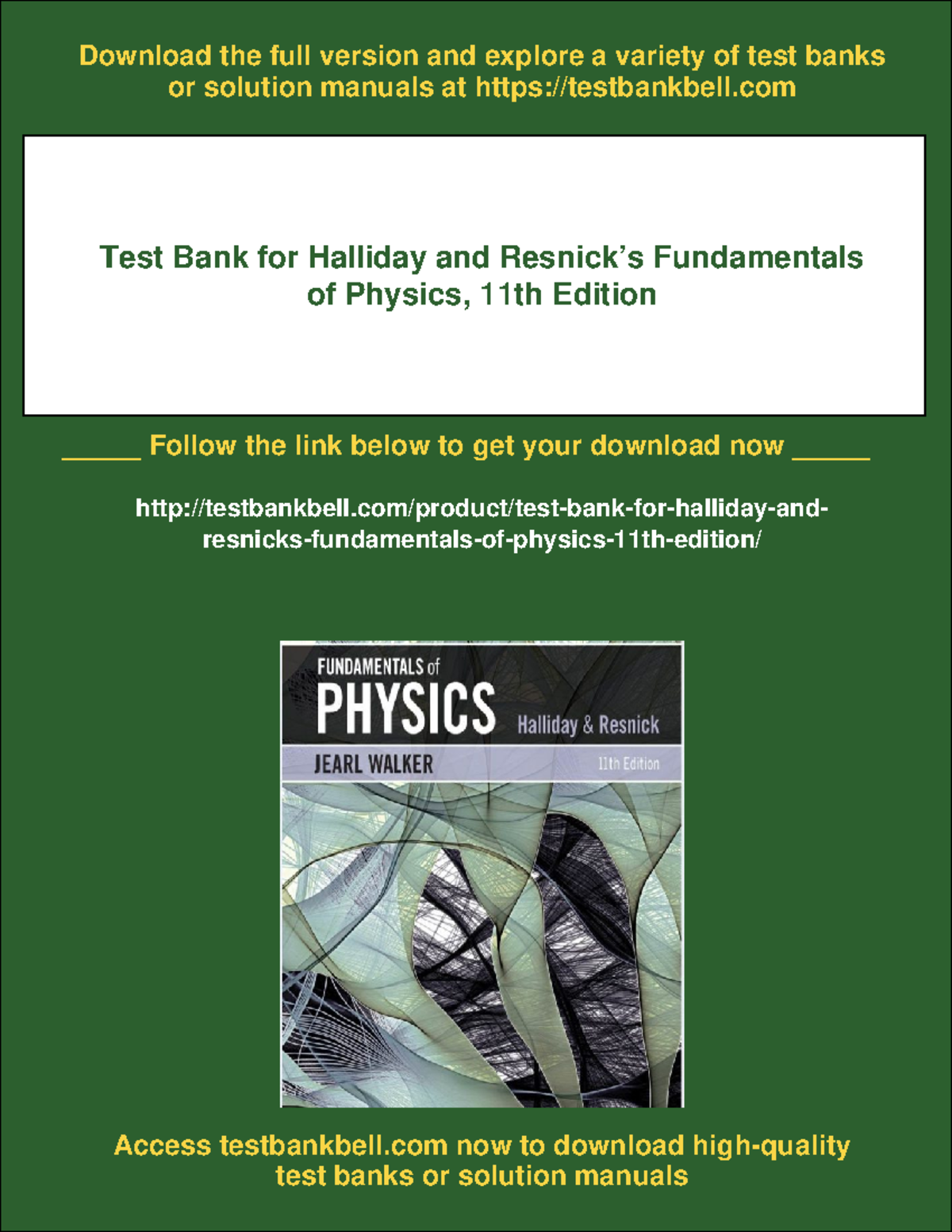 Test Bank for Halliday & Resnick's Fundamentals of Physics, 11th ...