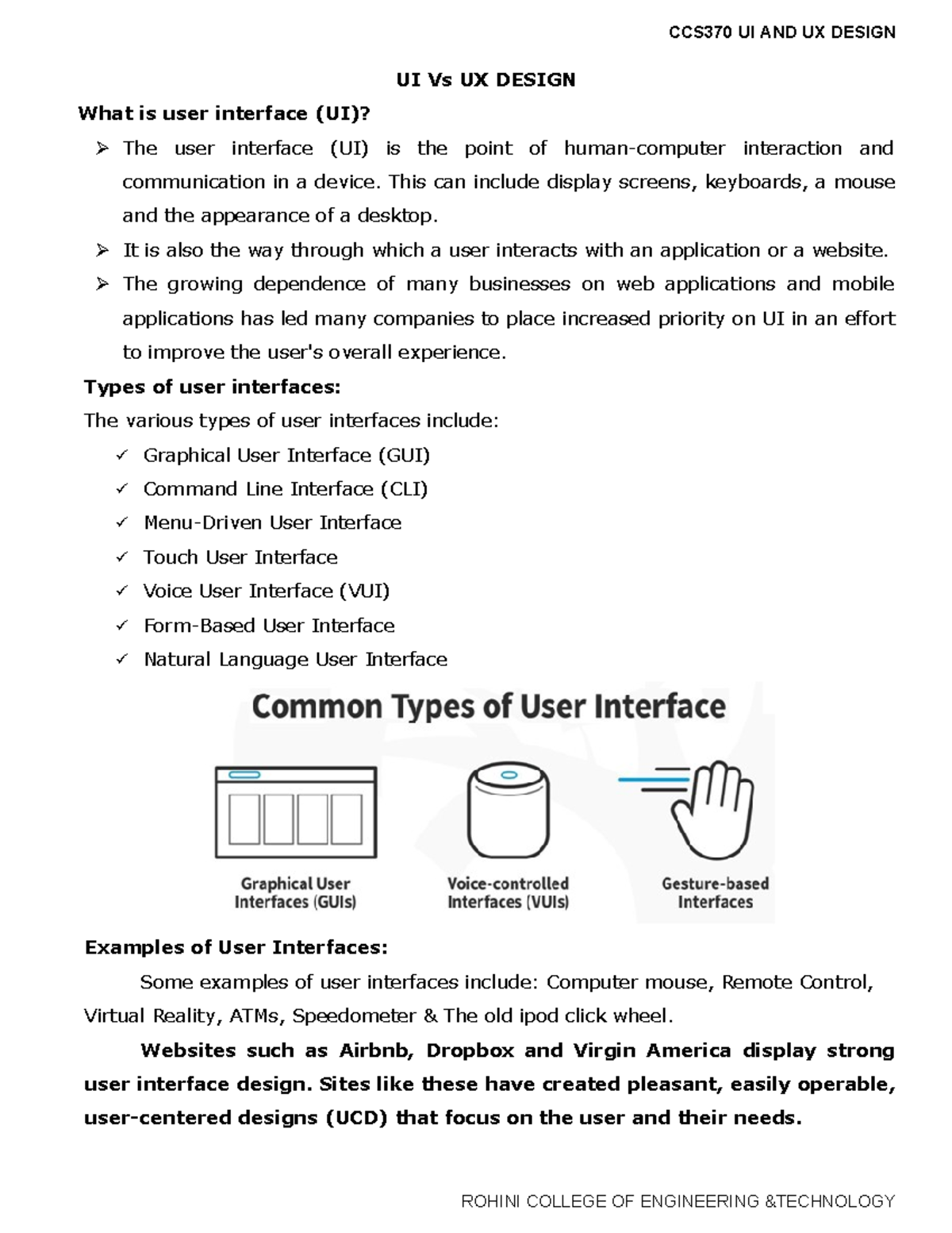 CCS370 UI and UX Design: Understanding UI vs UX Concepts - Studocu