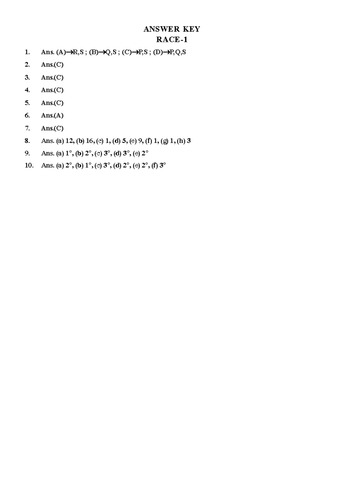 ANSWER KEY: PHYSICS RACE FOR ELECTRICAL ENGINEERS - Studocu