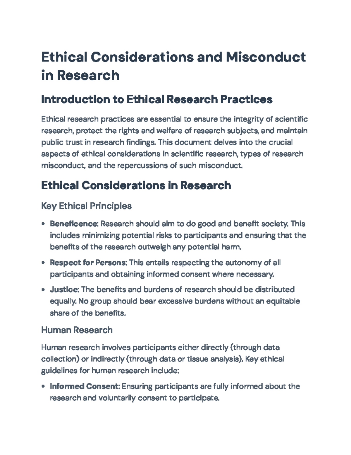 Ethical Considerations and Misconduct in Research Practices - Ethical ...