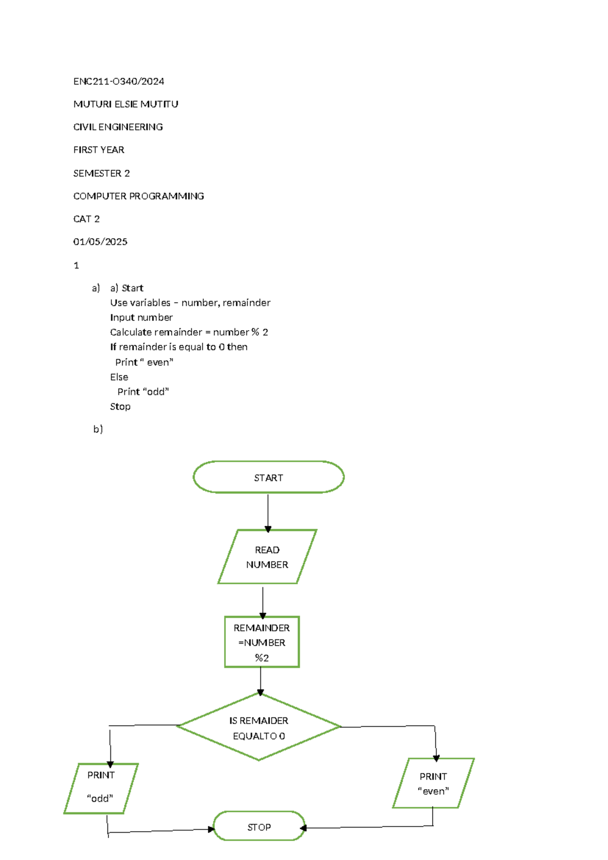 Computer II CAT 2 - Revision Notes on Programming Concepts - Studocu
