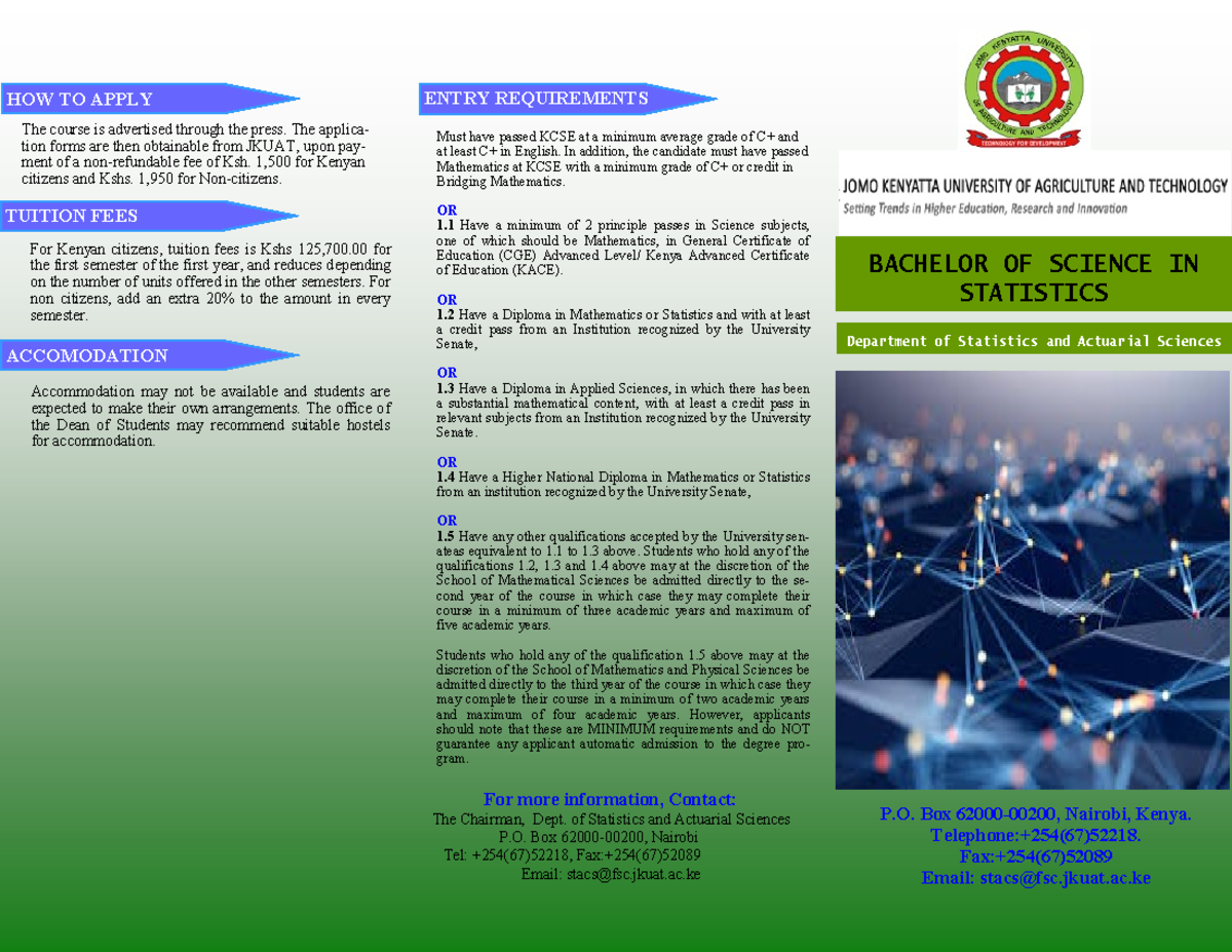 BST Brochure: Admission Process for Bachelor of Science in Statistics ...