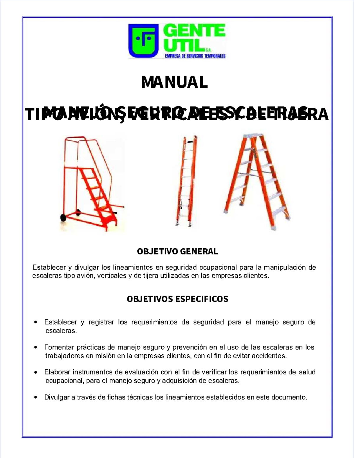 Manual de Manejo Seguro de Escaleras Tipo Avión y Tijera - MMAA 2023 ...
