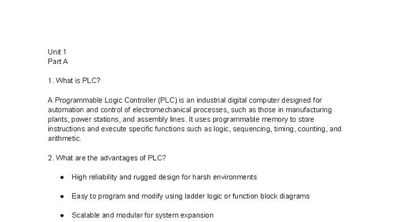 Unit 1 Part A: PLC Overview and Key Concepts - Studocu