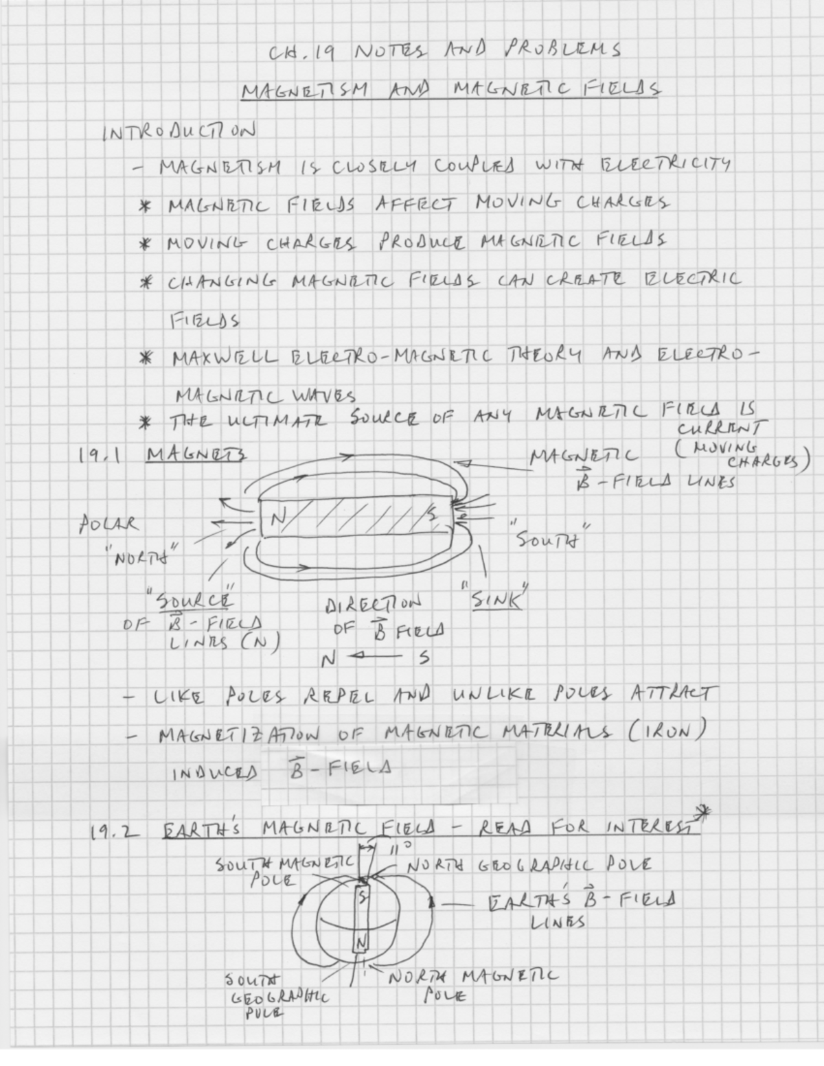 Magnetism and Magnetic Fields: Ch. 19 Notes and Problems - Studocu