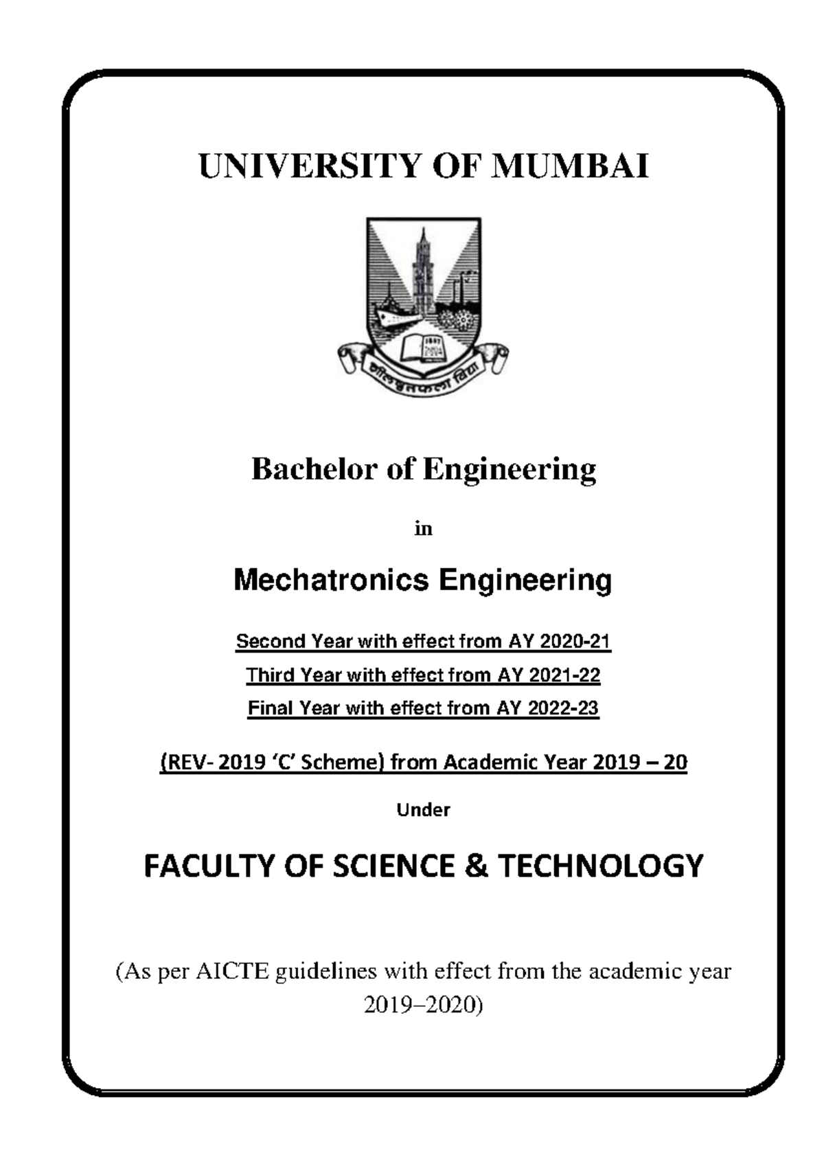 Revised Syllabus for B.E. (Mechatronics Engineering) Sem III & IV ...