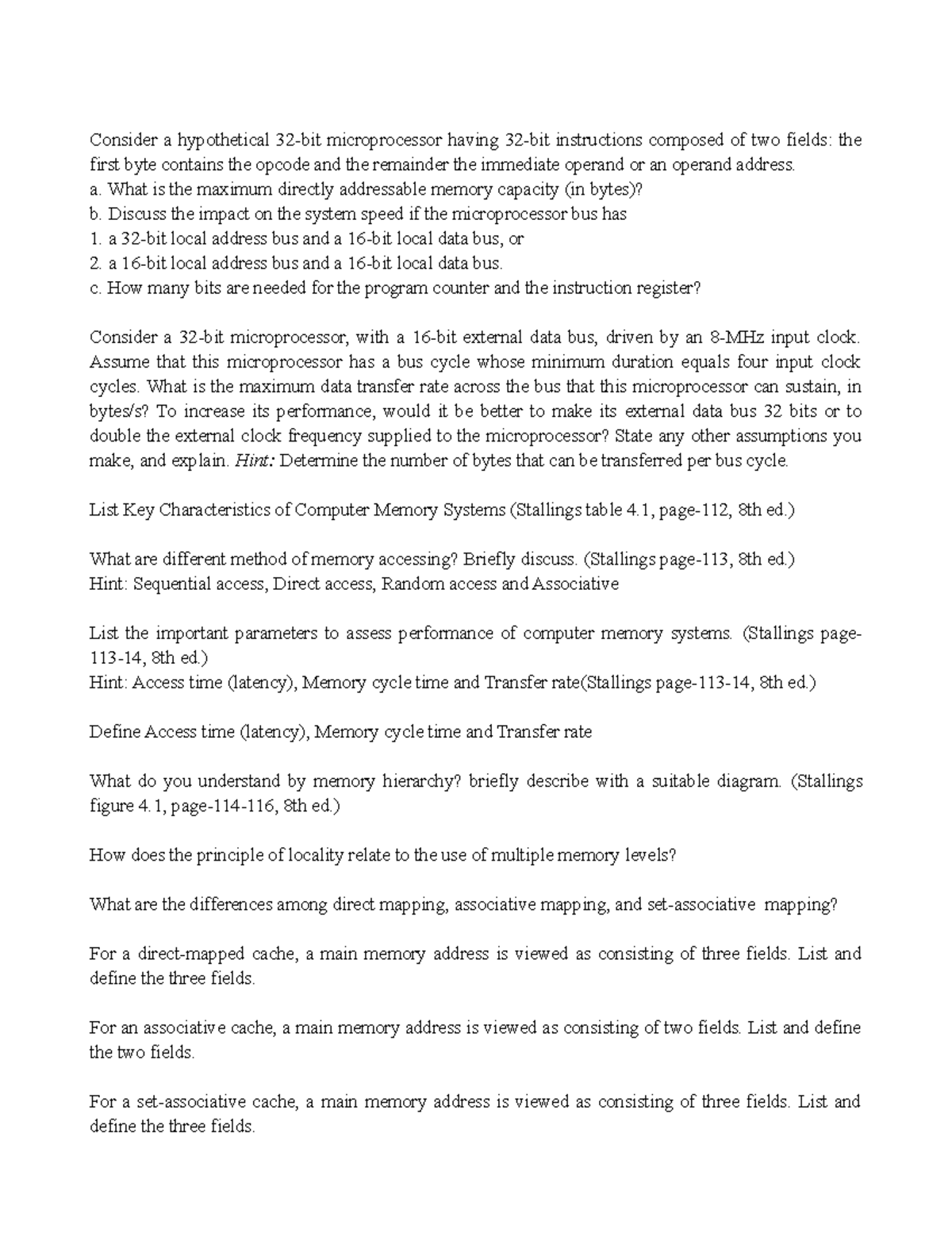 Sample 332 MT2-spring 2019 - Consider a hypothetical 32-bit ...