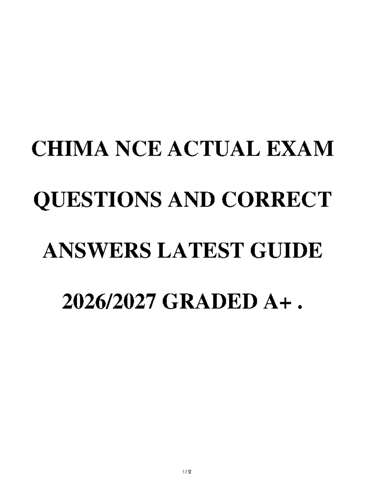 Chima NCE Final Exam Questions & Answers: Latest Guide - Studocu