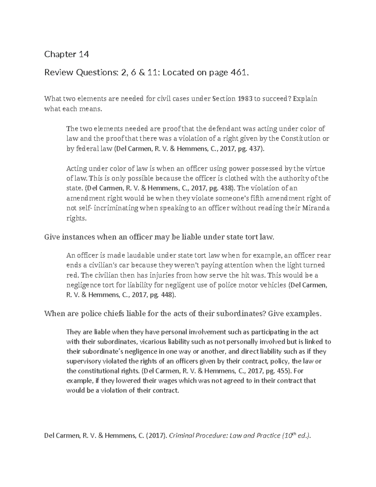 CJL Module 7 pt 2 - assignment - Chapter 14 Review Questions: 2, 6 & 11: Located on page 4 6 1 ...
