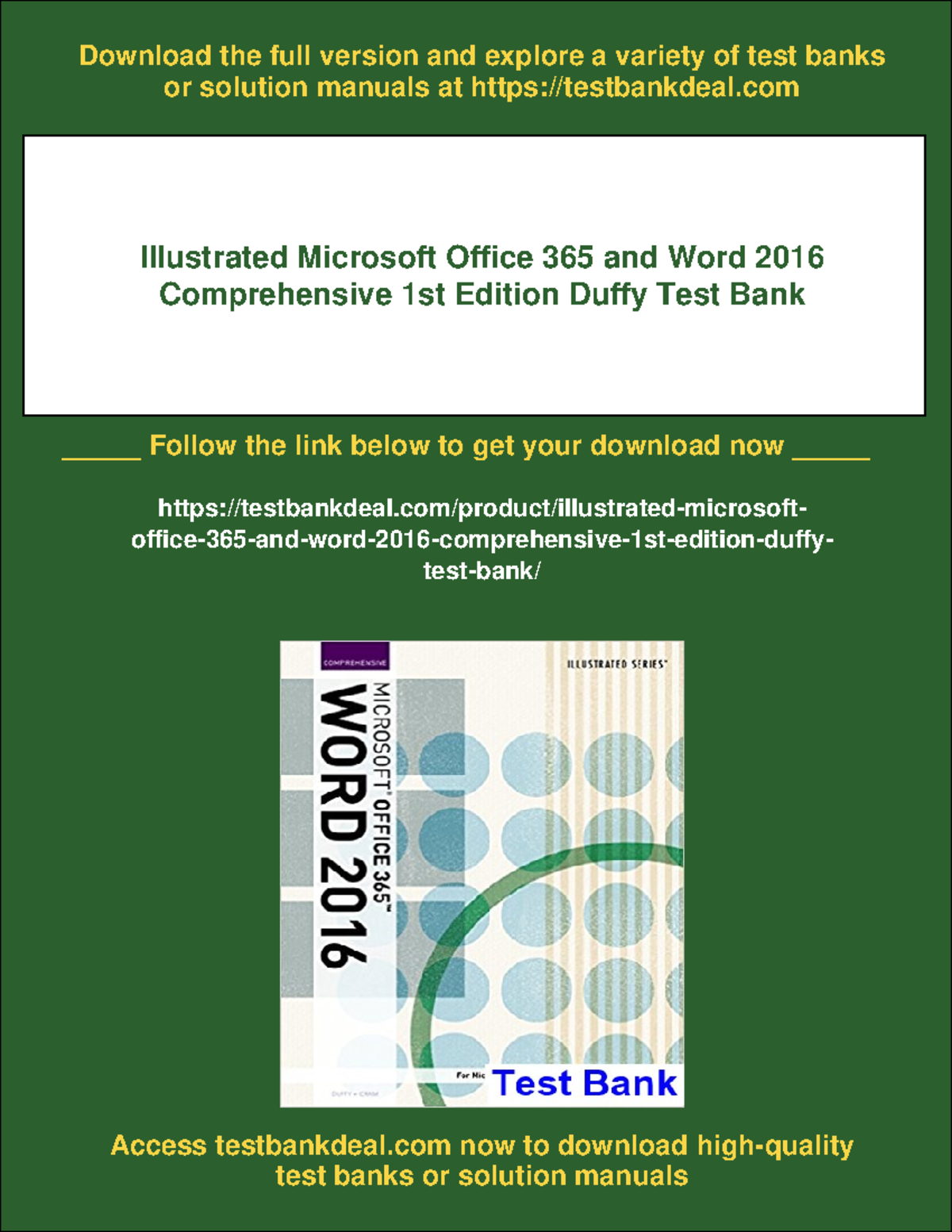 Illustrated Microsoft Office 365 & Word 2016 Comprehensive 1st Ed. Duffy Exam - Studocu