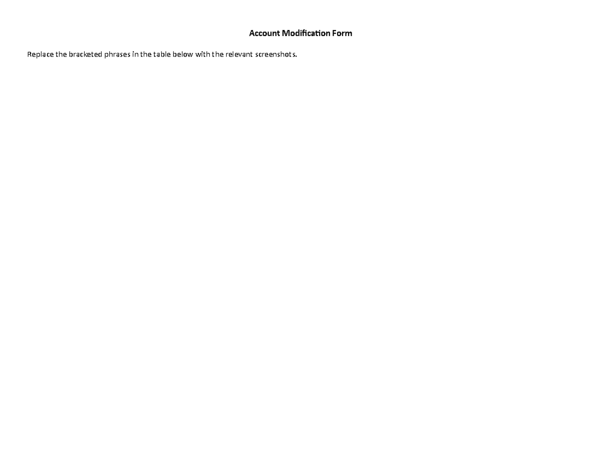 Cyb 230 6 1 Project One Account Modification Form Zemas Howard
