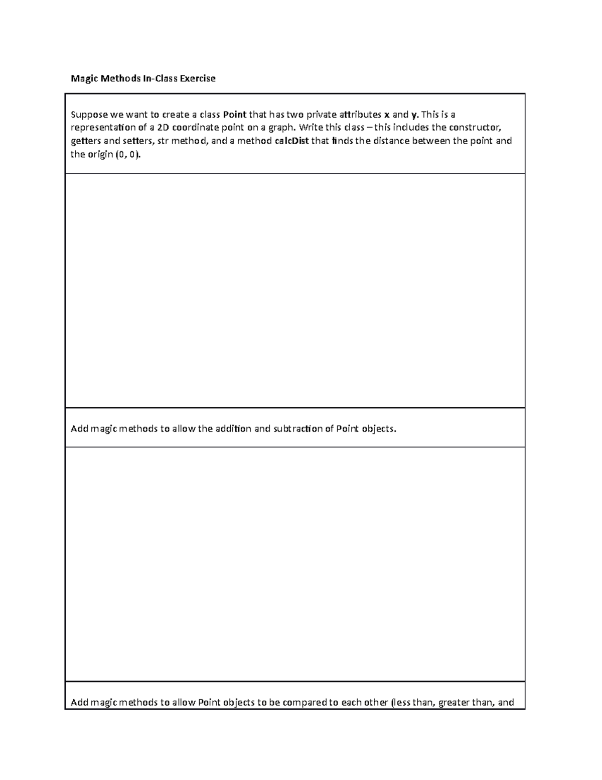 CS101: Operator Overloading & Magic Methods Exercise - Studocu