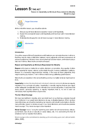 Activity in Ethics - Moral and Non moral standards examples - Republic ...