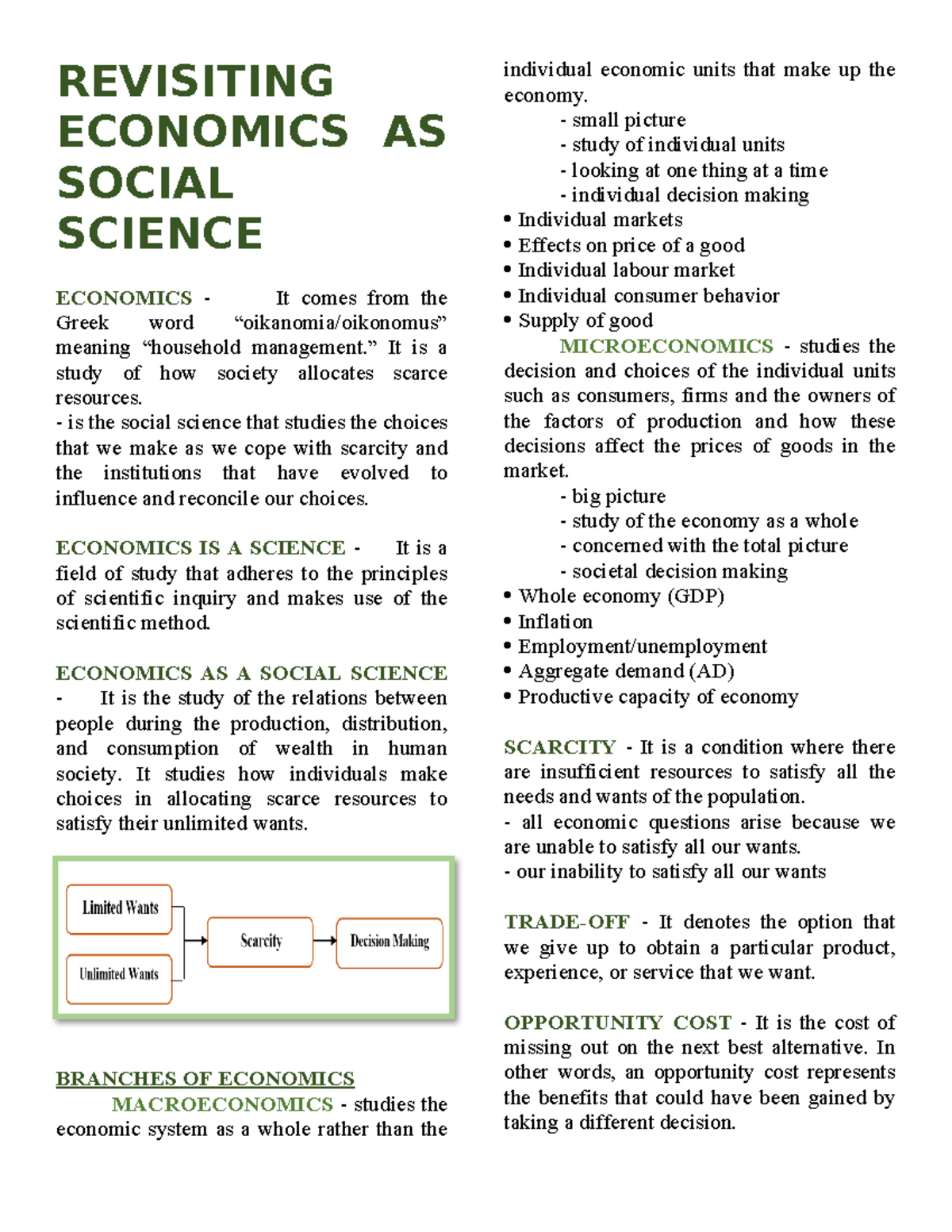 Applied- Economics - REVISITING ECONOMICS AS SOCIAL SCIENCE ECONOMICS ...