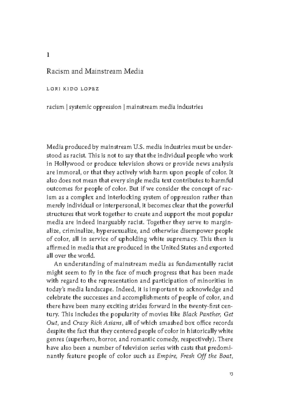 Racism and Its Representation in Mainstream Media: Analyzing Oppression ...