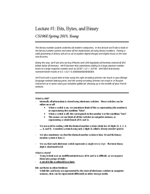 Hand Out - It is about binary coding - Bit, Byte, and Binary Number of ...