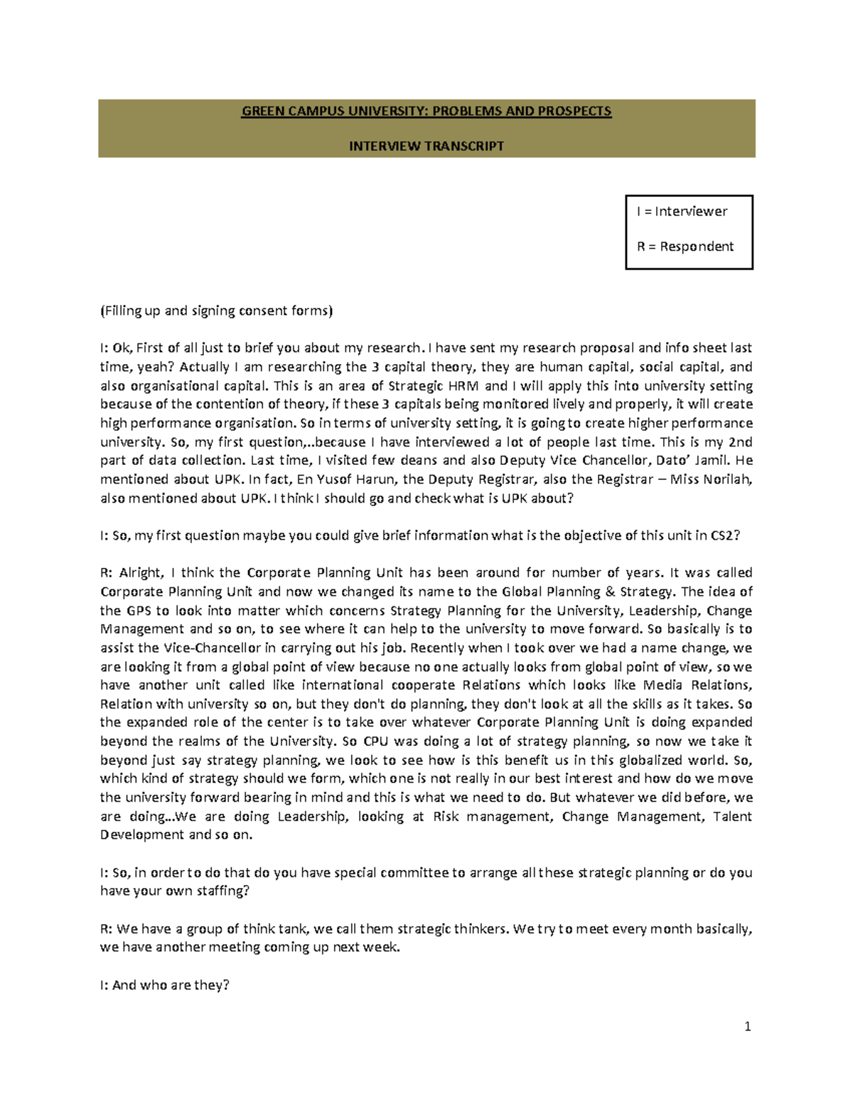 Green Campus Case Study Uni 2: Strategic HRM Insights and Challenges ...