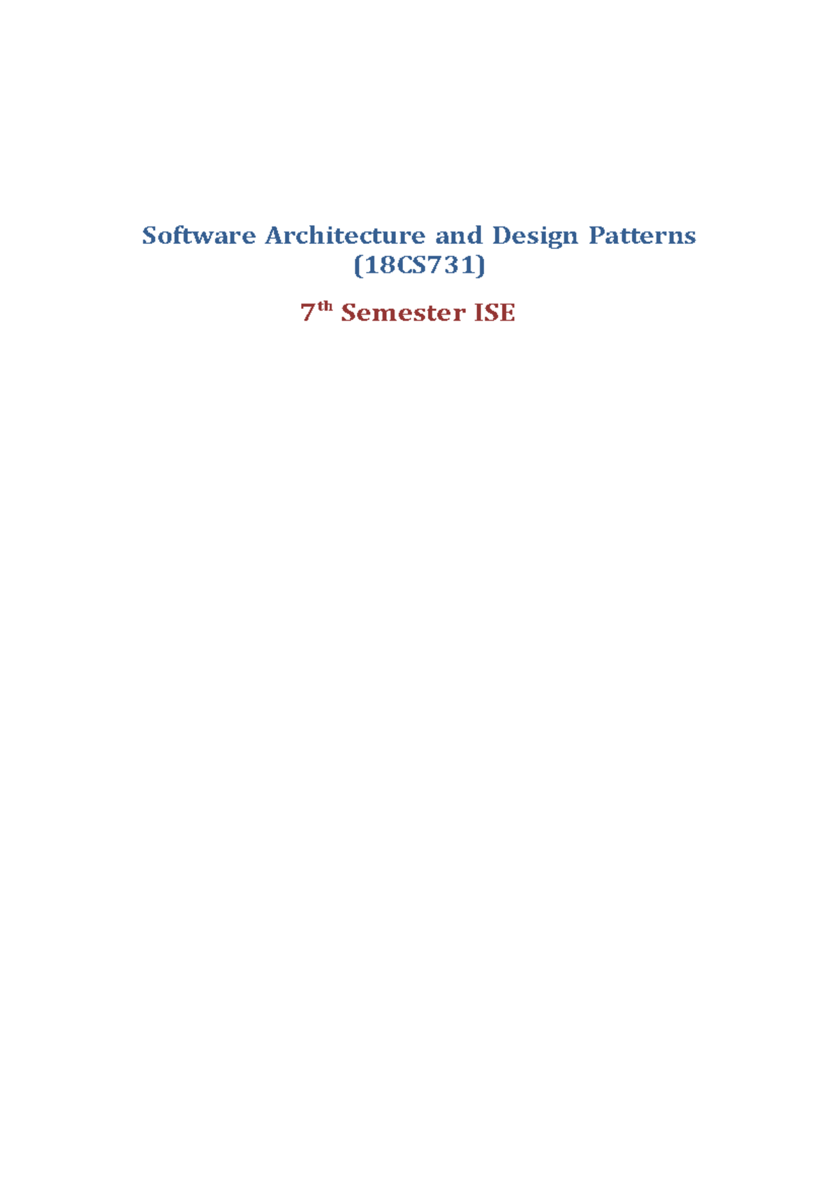 SADP-18CS731 Module 1 - Software Architecture & Design Patterns Notes ...