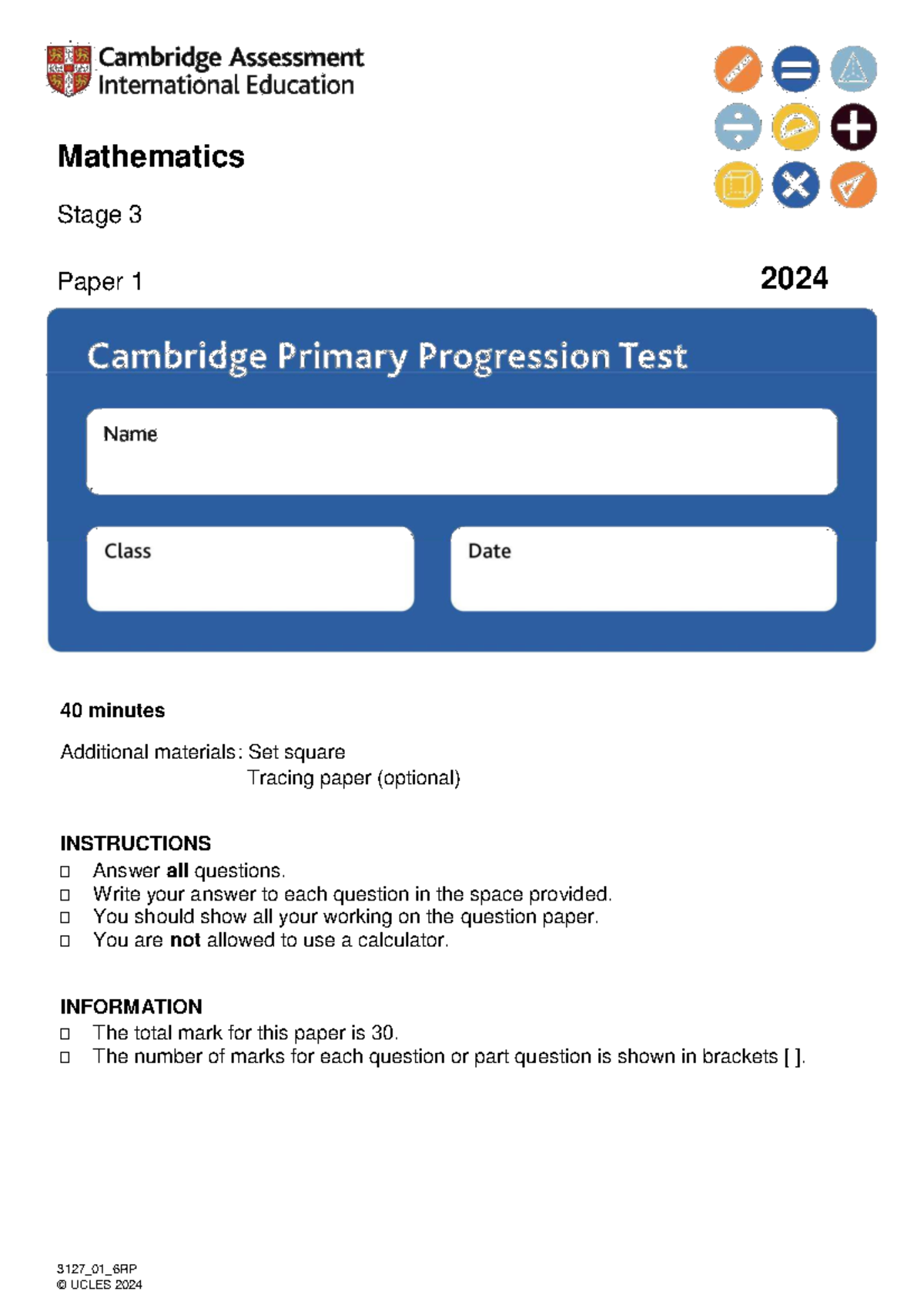 Mathematics Stage 3 Paper 1 2024 - Practice Questions and Solutions ...