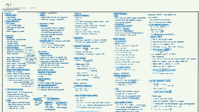 Pg 1 2 - Cheat sheet - ST1131 - Pg 1 Monday, 30 September 2024 11:46 PM ...